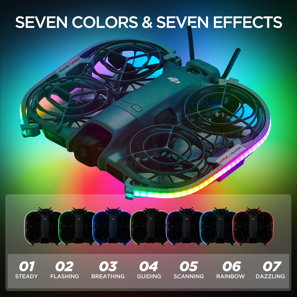 VIFLY Neo2Halo LED Light Strip for DJI Neo 2, Multi-Color Dynamic Mode ...